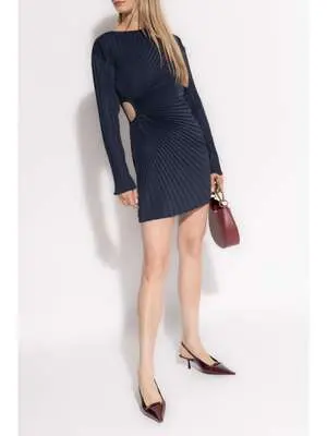 Kenzo Pleated Long-sleeve Dress - Blue