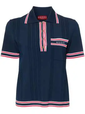 Gucci Striped-edge Ribbed Polo Top