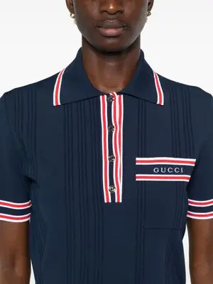 Gucci Striped-edge Ribbed Polo Top
