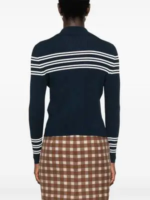 Gucci Striped Ribbed-knit Polo Top