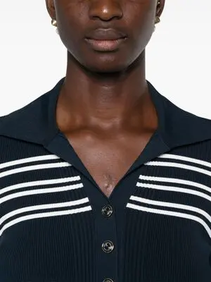 Gucci Striped Ribbed-knit Polo Top