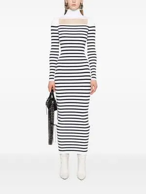 JEAN PAUL GAULTIER Striped Ribbed Maxi Dress
