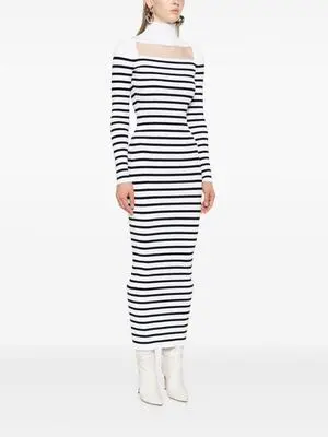 JEAN PAUL GAULTIER Striped Ribbed Maxi Dress