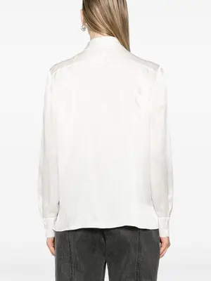 Alberta Ferretti Pointed-collar Charmeuse Shirt - Neutrals