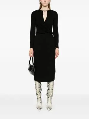 Giorgio Armani Long-sleeve Midi Dress - Black