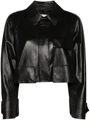 TELA Cropped Leather Jacket