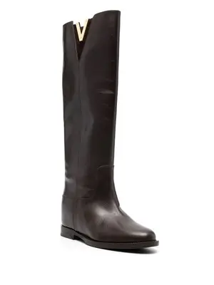 VIA ROMA 15 Logo Plaque Knee-high Leather Boots