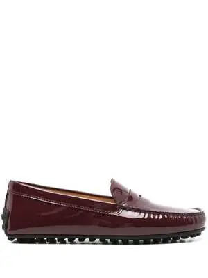 TOD'S Penny Slot Patent-leather Loafers - Red