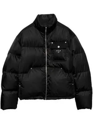 Prada Cropped Padded Jacket With Triangle Logo