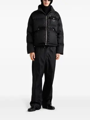 Prada Cropped Padded Jacket With Triangle Logo