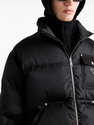 Prada Cropped Padded Jacket With Triangle Logo