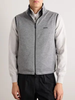Zegna Reversible Shell And Cashmere-blend Twill Gilet - Blue
