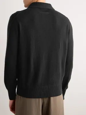 Zegna Slim-fit Wool And Cashmere-blend Polo Shirt - Black