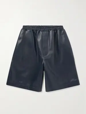 Loewe Wide-leg Leather Shorts - Blue