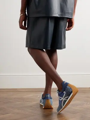 Loewe Wide-leg Leather Shorts - Blue