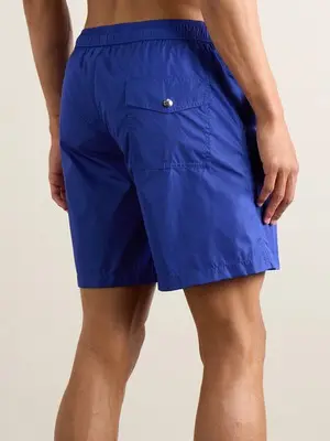 Moncler Straight-leg Mid-length Logo-appliquéd Striped Recycled Swim Shorts