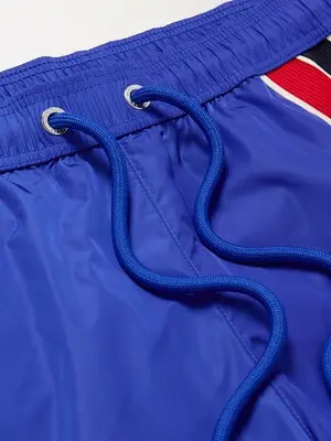 Moncler Straight-leg Mid-length Logo-appliquéd Striped Recycled Swim Shorts