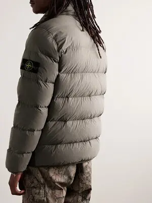 Stone Island Grosgrain-trimmed Logo-appliquéd Quilted Shell Down Jacket