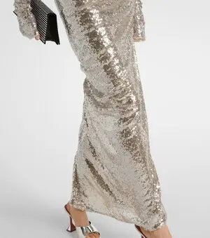 Maticevski Luna Sequined Maxi Skirt - Silver