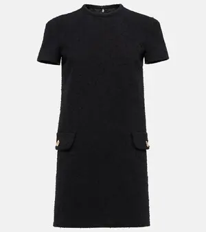 Versace Cotton-blend Tweed Shift Dress - Black