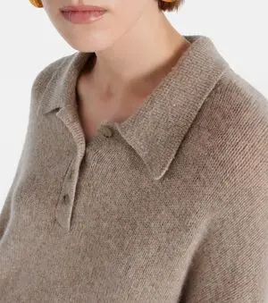 Khaite Rene Cashmere Polo Sweater - Beige