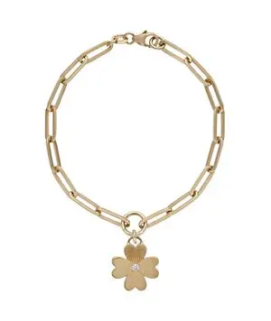 FOUNDRAE Four Heart Clover Diamond Chain Bracelet - Gold