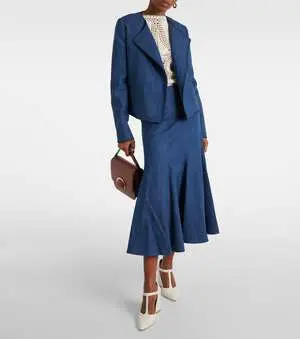 Gabriela Hearst Wyn Cotton And Linen Jacket - Blue