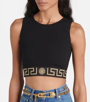 Versace Greca Border Cropped Tank Top