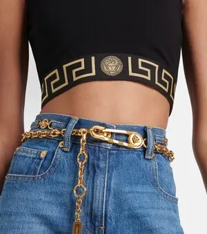 Versace Greca Border Cropped Tank Top