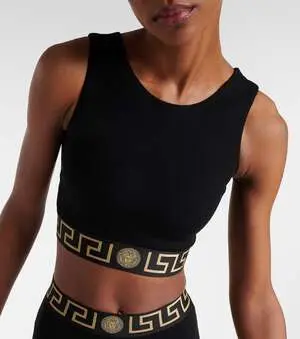 Versace Greca Border Cropped Tank Top