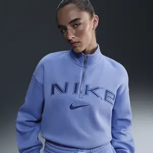Nike Sportswear Phoenix Fleece Oversized 1/4-zip Logo Top Blue
