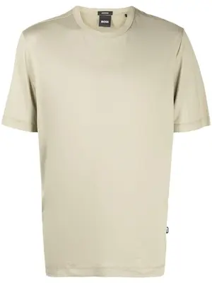 BOSS Logo-tag Cotton-lyocell Blend T-shirt - Neutrals