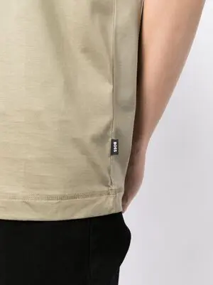BOSS Logo-tag Cotton-lyocell Blend T-shirt - Neutrals
