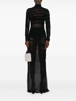 JEAN PAUL GAULTIER Draped Mesh Maxi Dress
