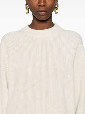 Brunello Cucinelli Sequin-embellished Knitted Jumper - Neutrals