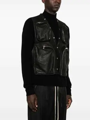 Rick Owens Leather Gilet - Black