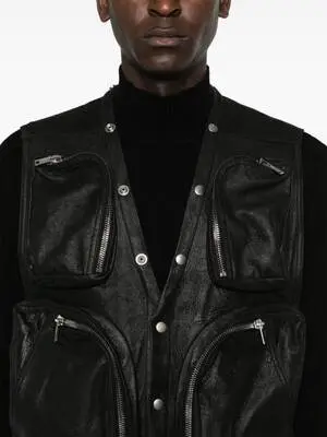 Rick Owens Leather Gilet - Black