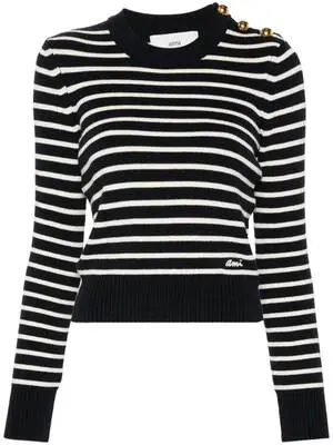 AMI Paris Ribbed-knit Striped Jumper