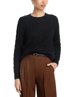 Bloomingdale'S Cable Knit Crewneck Sweater - Black