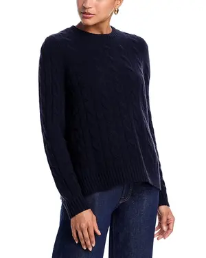 Bloomingdale'S Cable Knit Crewneck Sweater - Navy