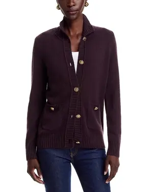 Bloomingdale'S 100% Cashmere Rib Knit Cardigan Dark Brown