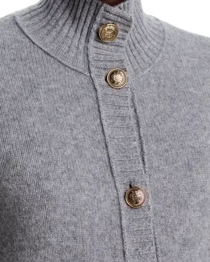 Bloomingdale'S 100% Cashmere Rib Knit Cardigan - Medium Grey