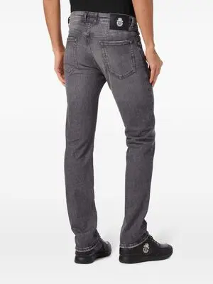 BILLIONAIRE Logo Appliqué Straight-leg Jeans - Grey