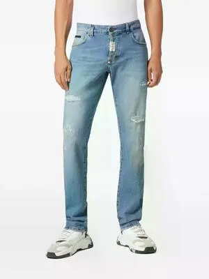 Philipp Plein Distressed Straight-leg Jeans