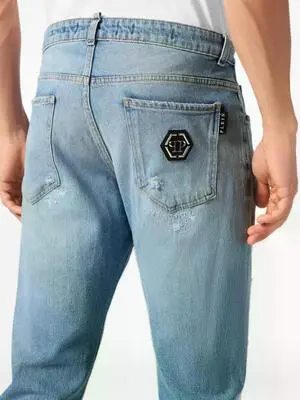 Philipp Plein Distressed Straight-leg Jeans