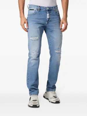 Philipp Plein Distressed Straight-leg Jeans