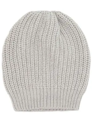 Brunello Cucinelli Ribbed Cashmere Beanie - Neutrals