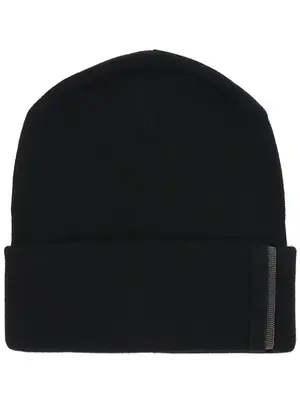 Brunello Cucinelli Embellished Cashmere Beanie - Black