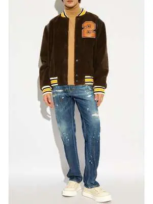 Dsquared2 Bear's Varsity Shearling Bomber Jacket
