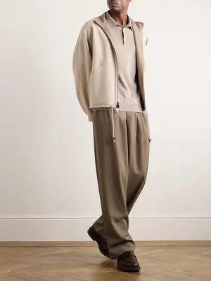 Loro Piana Slim-fit Wool, Silk And Cashmere-blend Polo Shirt - Neutrals